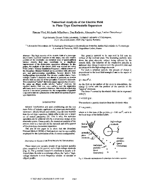 (PDF) Numerical analysis of the electric field in plate-type ...
