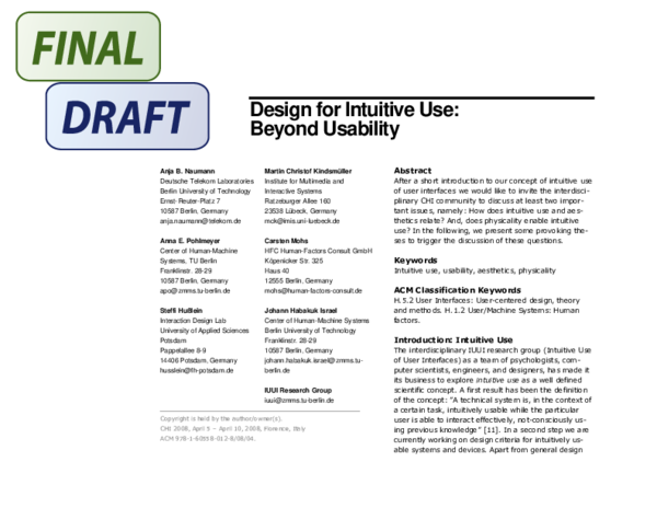 (PDF) Design for intuitive use