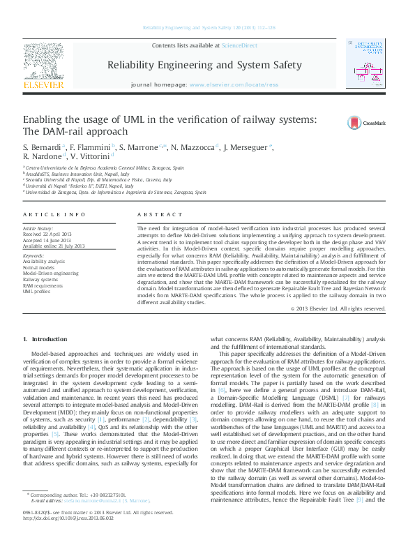 Pdf Enabling The Usage Of Uml In The Verification Of Railway Systems The Dam Rail Approach