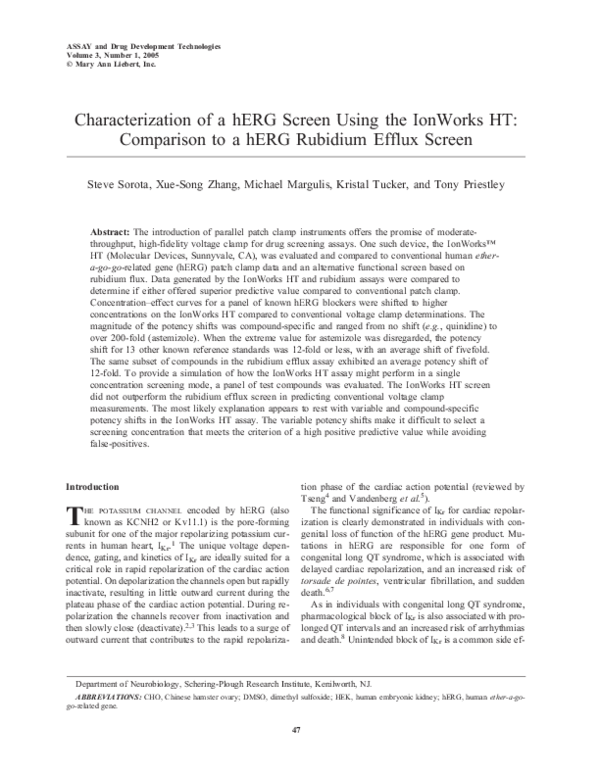 (PDF) Characterization of a hERG Screen Using the IonWorks HT ...