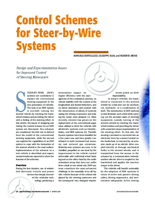 (PDF) Control schemes for steer-by-wire systems