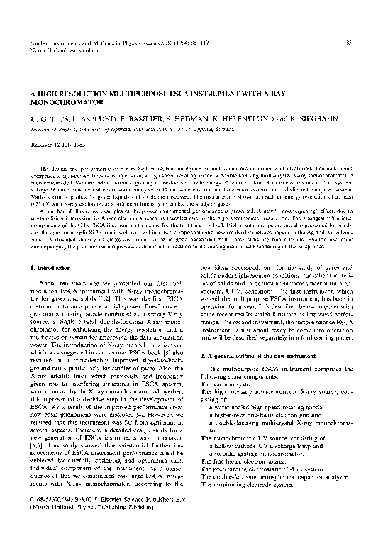 (PDF) A high resolution multipurpose ESCA instrument with X-ray ...