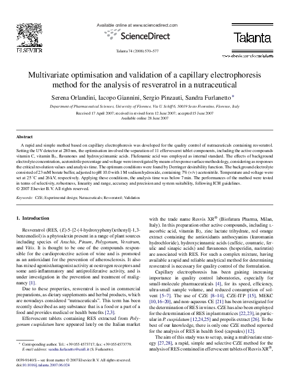 (PDF) Multivariate optimisation and validation of a capillary electrophoresis method for the ...