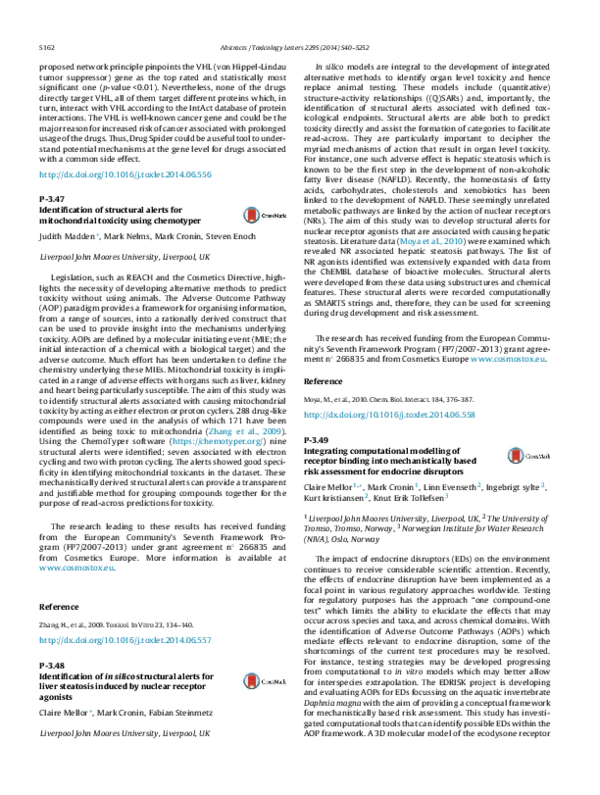 (PDF) Identification of structural alerts for mitochondrial toxicity ...