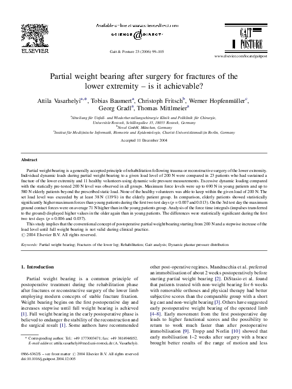 (PDF) Partial weight bearing after surgery for fractures of the lower ...