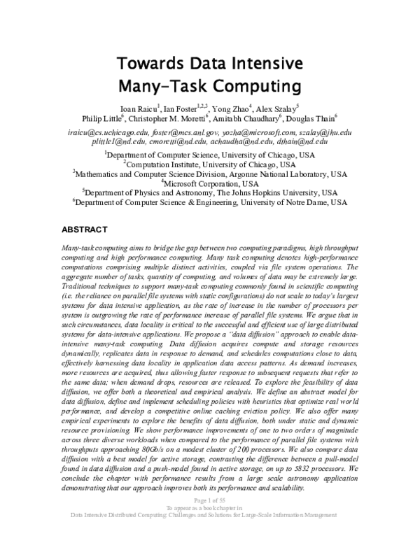 (PDF) Towards data intensive many-task computing