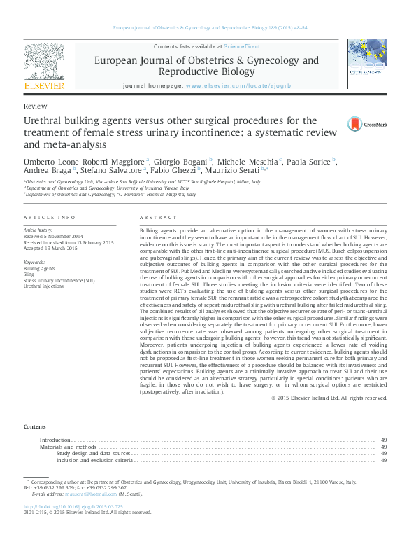 (PDF) Urethral bulking agents versus other surgical procedures for the ...