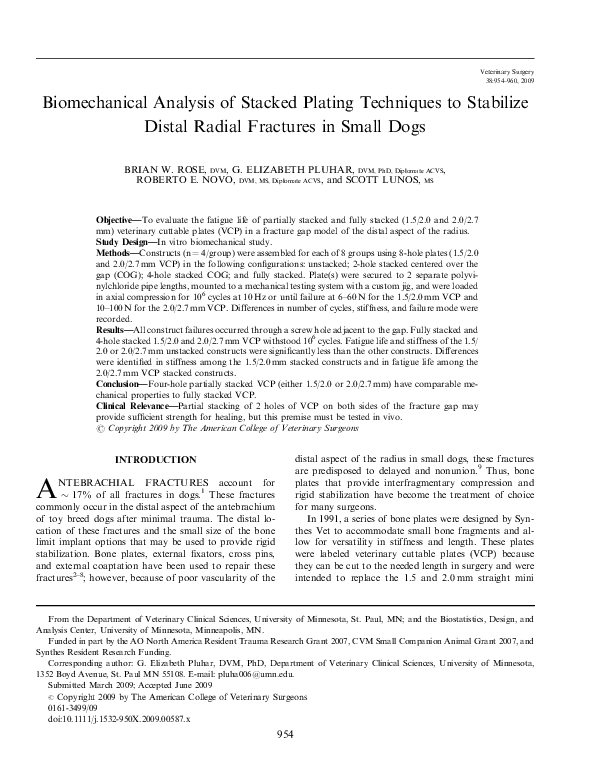 (PDF) Biomechanical Analysis of Stacked Plating Techniques to Stabilize ...