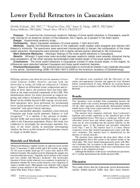 (PDF) Lower Eyelid Retractors in Caucasians