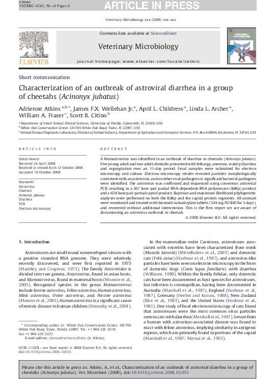 (PDF) Characterization of an outbreak of astroviral diarrhea in a group ...