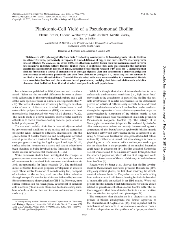(PDF) Planktonic-Cell Yield of a Pseudomonad Biofilm | Lydia-marie ...