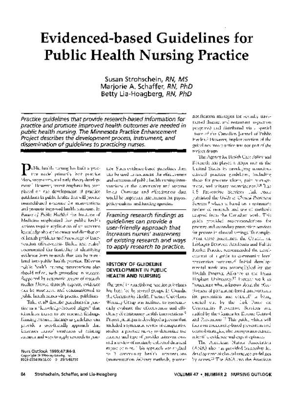 (PDF) Evidenced-based guidelines for public health nursing practice