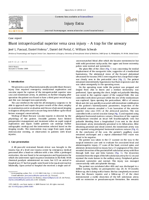 (PDF) Blunt intrapericardial superior vena cava injury – A trap for the ...