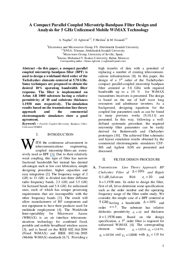(PDF) A Compact Parallel Coupled Microstrip Bandpass Filter Design and Analysis for 5 GHz ...