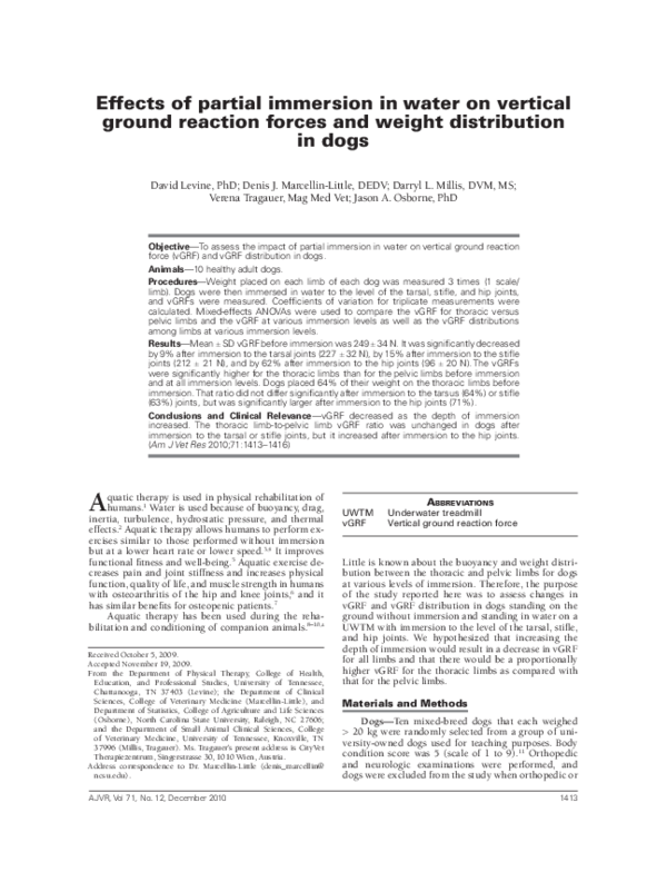 (PDF) Effects of partial immersion in water on vertical ground reaction ...