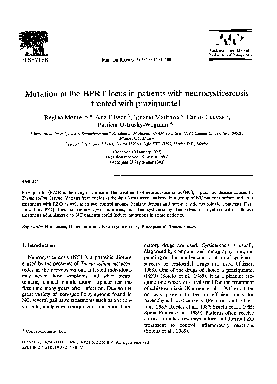 (PDF) Mutation at the HPRT locus in patients with neurocysticercosis ...