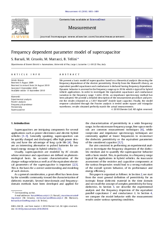 (PDF) Frequency dependent parameter model of supercapacitor