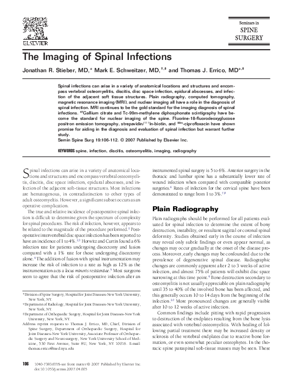 (PDF) The Imaging of Spinal Infections