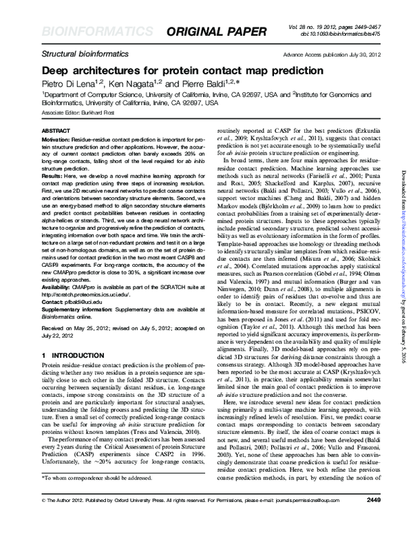 (PDF) Deep architectures for protein contact map prediction | Pierre ...