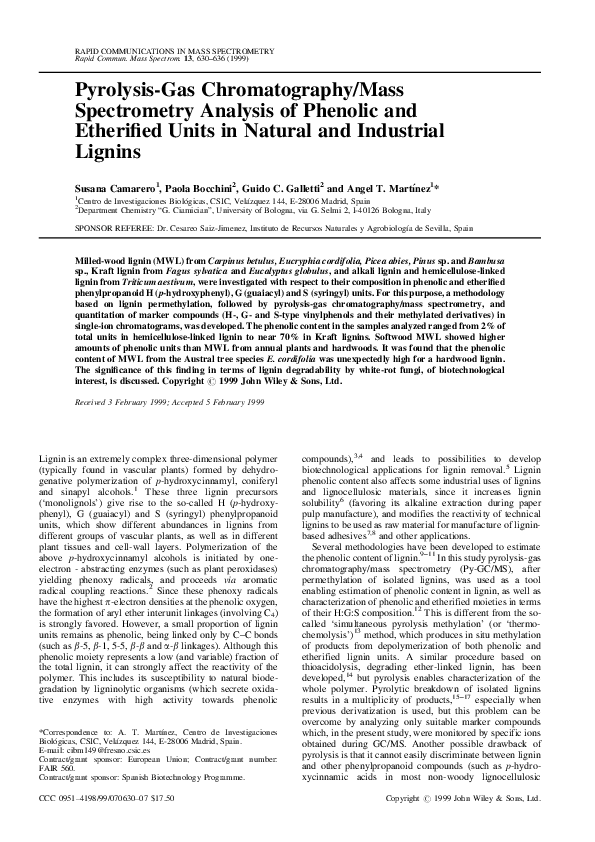 (PDF) Pyrolysis Gas Chromatography Mass Spectrometry Assessment of Low ...