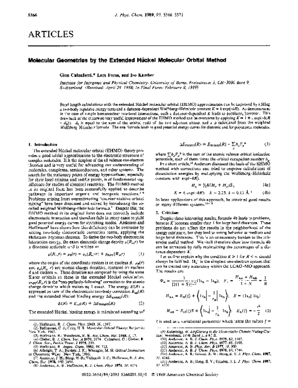 (PDF) Molecular geometries by the Extended Hueckel Molecular Orbital ...