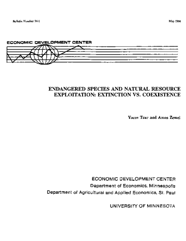 (PDF) Endangered Species and Natural Resource Exploitation: Extinction vs. Coexistence