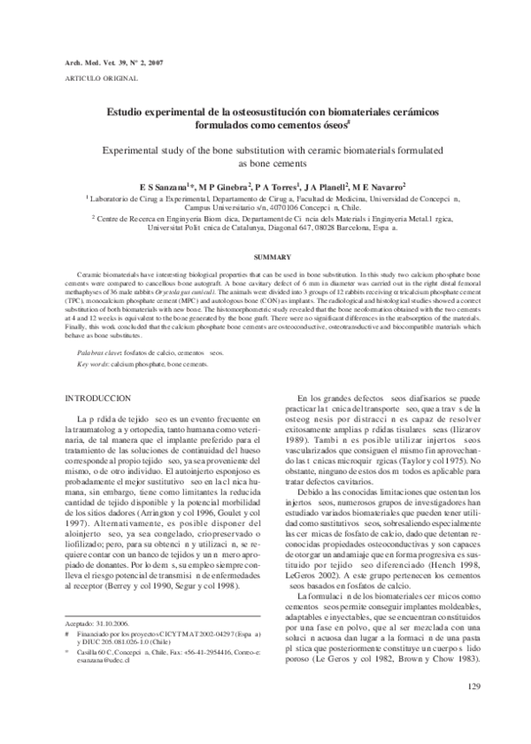 (PDF) Estudio experimental de la osteosustitución con biomateriales ...