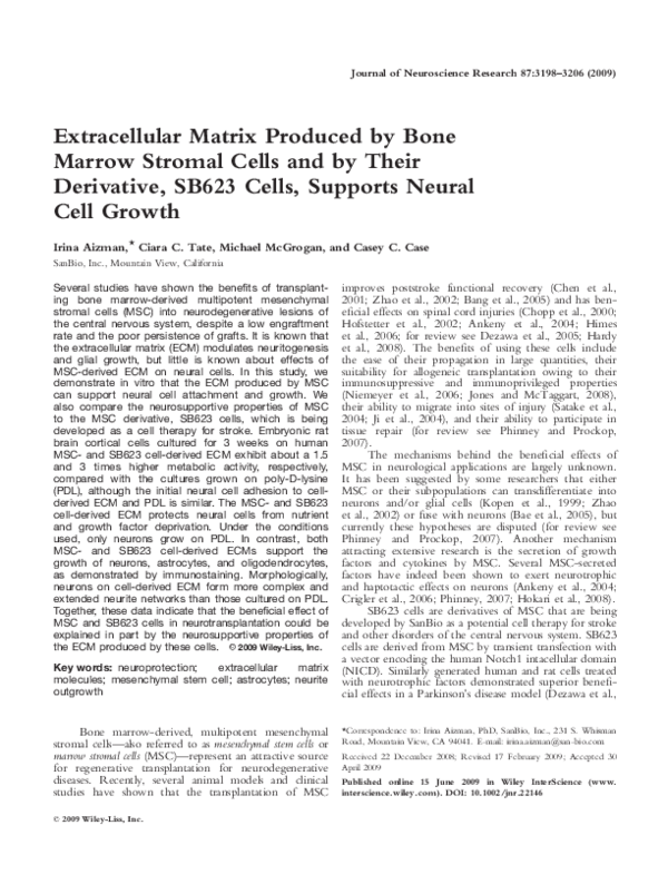 (PDF) Extracellular matrix produced by bone marrow stromal cells and by ...