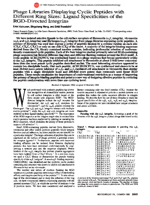 (PDF) Phage Libraries Displaying Cyclic Peptides with Different Ring ...