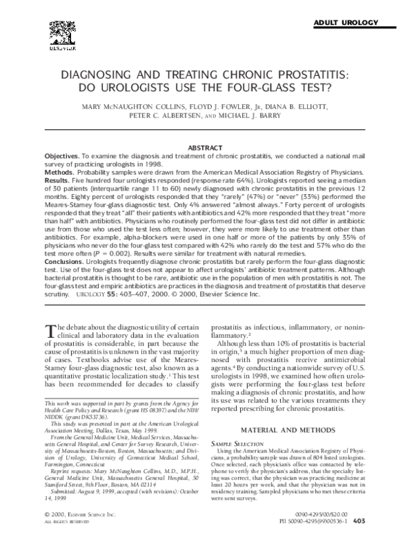 (PDF) Diagnosing and treating chronic prostatitis: do urologists use ...