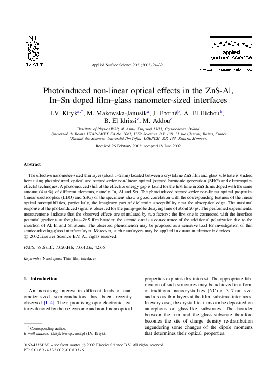 (PDF) Photoinduced non-linear optical effects in the ZnS-Al, In–Sn ...