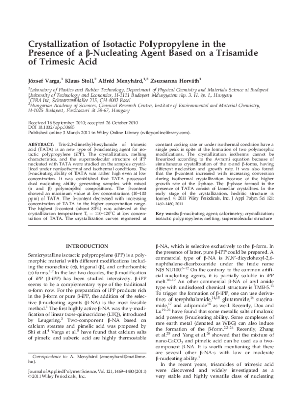 Pdf Crystallization Of Isotactic Polypropylene Inside Dense Networks Of Carbon Nanofillers