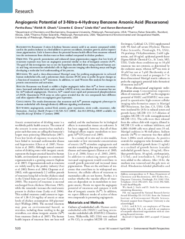 (PDF) Angiogenic Potential of 3-Nitro-4-Hydroxy Benzene Arsonic Acid ...