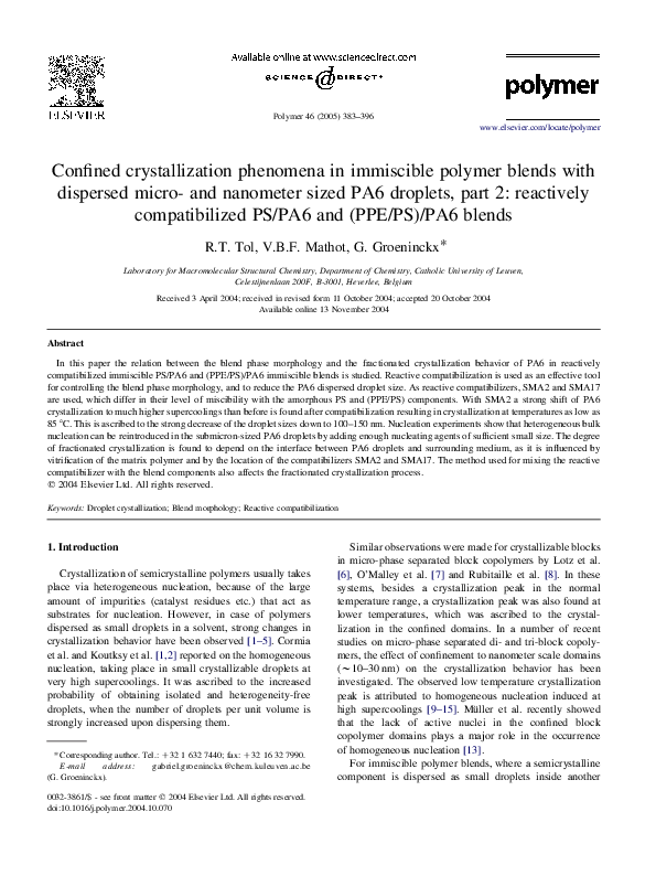 (PDF) Confined crystallization phenomena in immiscible polymer blends ...