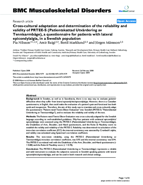 (PDF) Cross-cultural adaptation and determination of the reliability ...