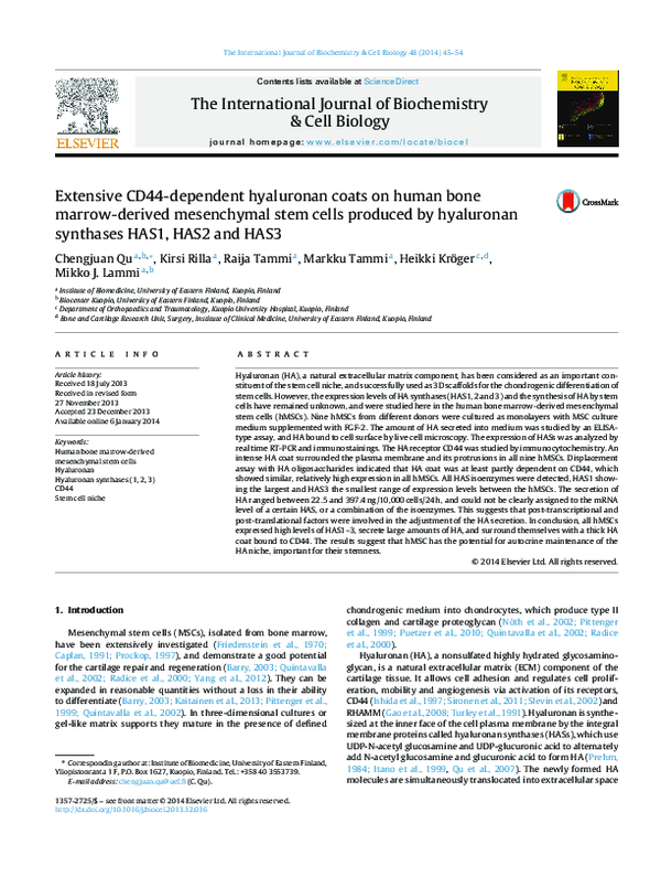 (PDF) Extensive CD44-dependent hyaluronan coats on human bone marrow ...