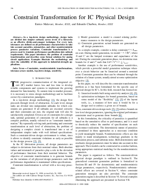 (PDF) Constraint transformation for IC physical design | Edoardo Charbon - Academia.edu