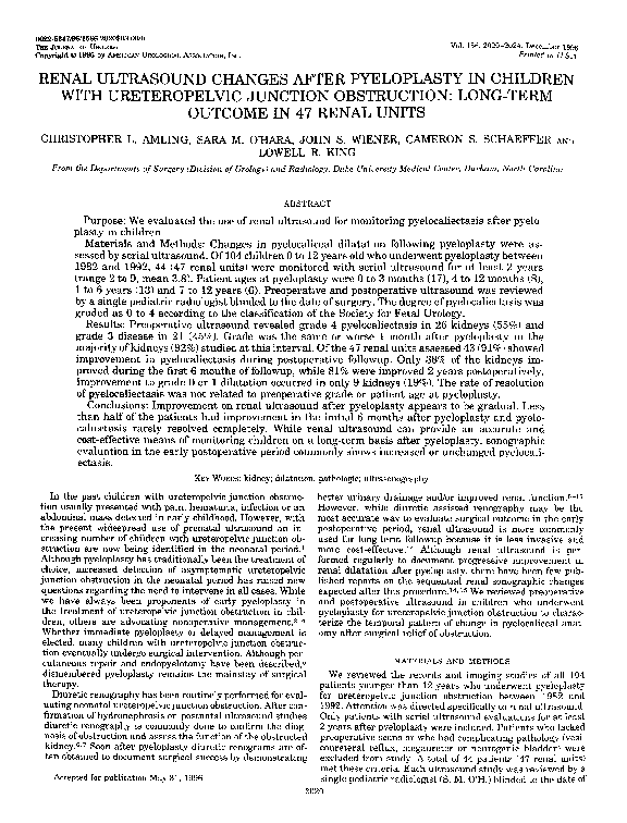 (PDF) Renal Ultrasound Changes After Pyeloplasty in Children With ...