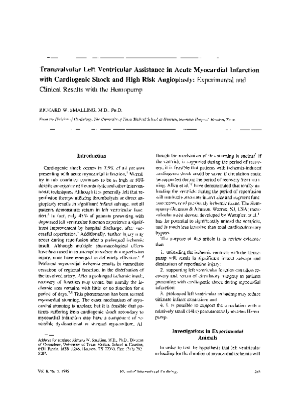 (PDF) Transvalvular LV Assistance in Cardiogenic Shock