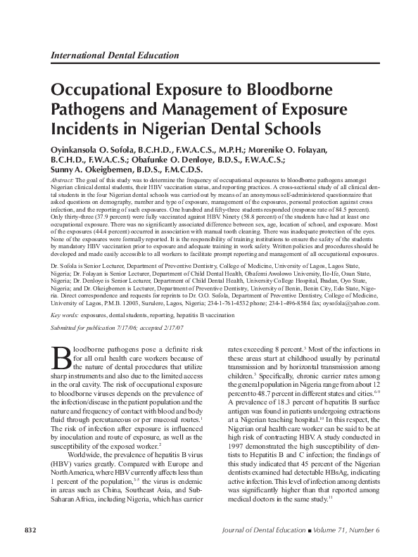 (PDF) Occupational Exposure to Bloodborne Pathogens in IR—Risks, Prevention, and Recommendations ...