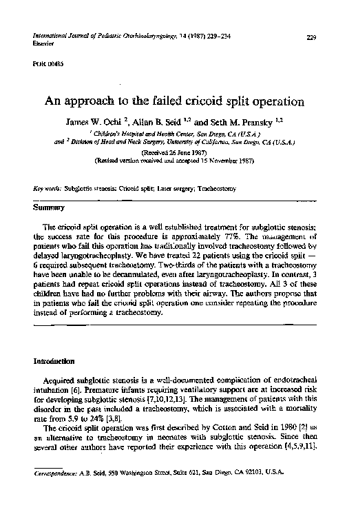 (PDF) An approach to the failed cricoid split operation