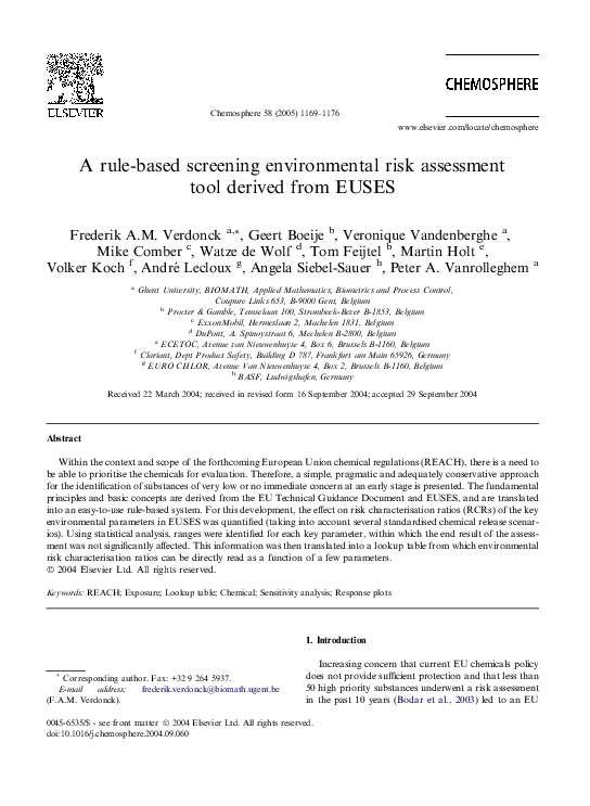 (PDF) A rule-based screening environmental risk assessment tool derived ...