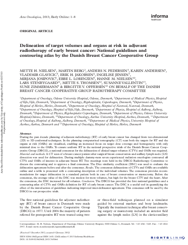 (PDF) Delineation of target volumes and organs at risk in adjuvant ...