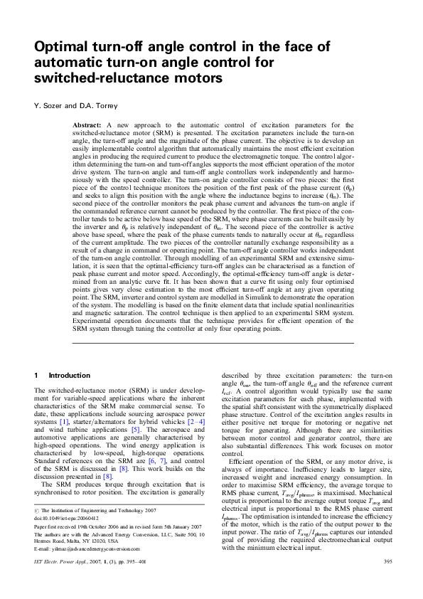 (PDF) Optimal turn-off angle control in the face of automatic turn-on ...