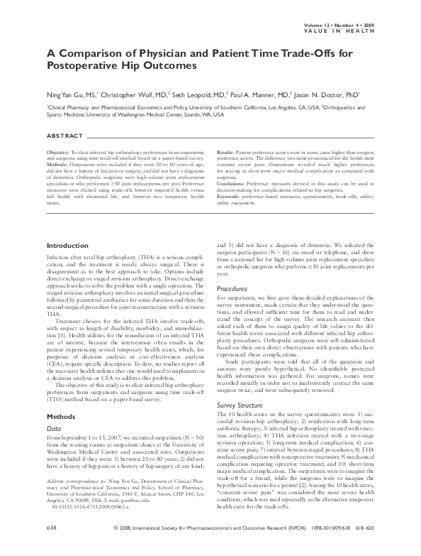 (PDF) A Comparison of Physician and Patient Time Trade-Offs for ...