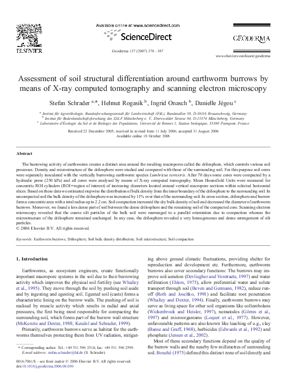 (PDF) Assessment of soil structural differentiation around earthworm ...