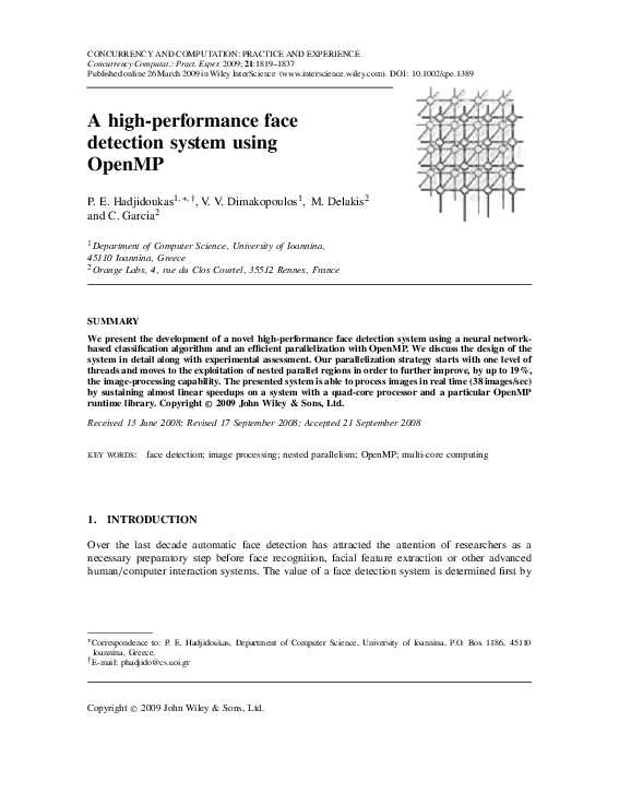 Pdf A High Performance Face Detection System Using Openmp
