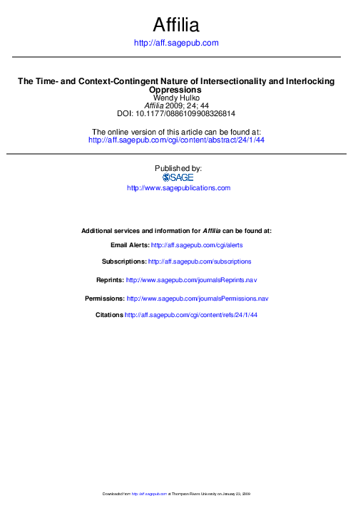 (PDF) The Time and Context-Contingent Nature of Intersectionality and ...