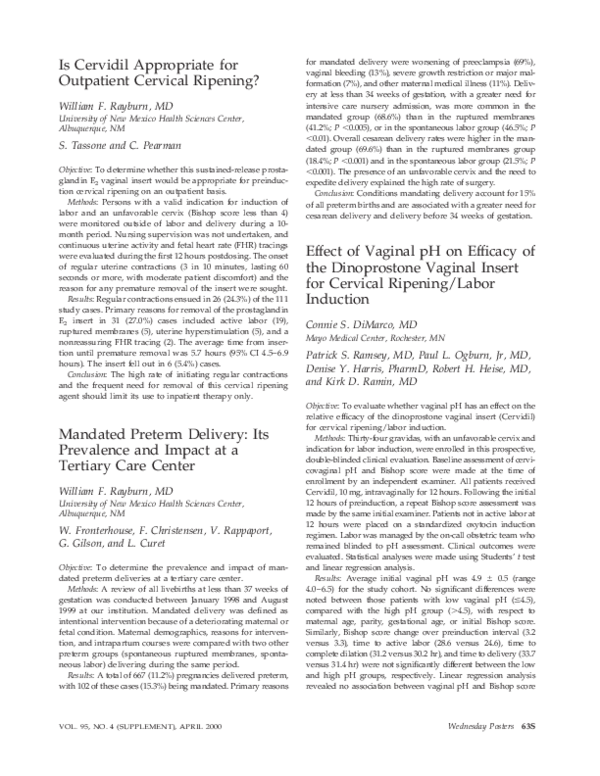 (PDF) Is cervidil appropriate for outpatient cervical ripening?