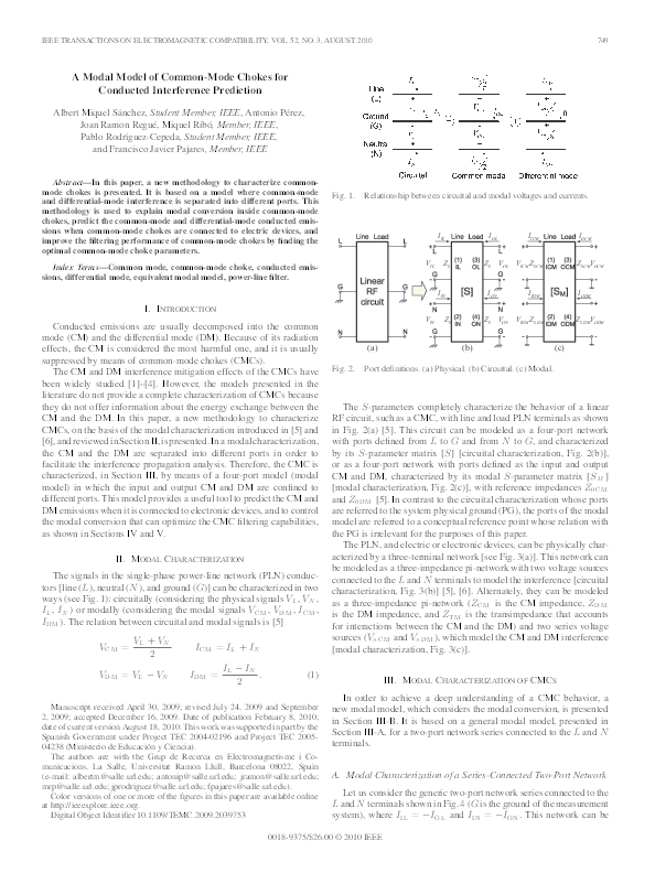 (PDF) A Modal Model of Common-Mode Chokes for Conducted Interference ...